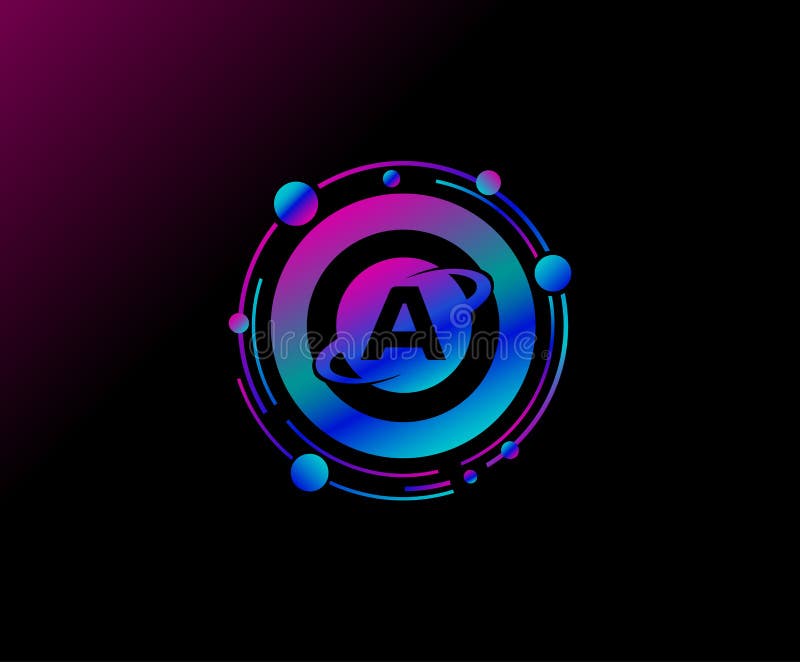 A Letter Design. Modern Ring Planet with Line of Orbit Stock ...