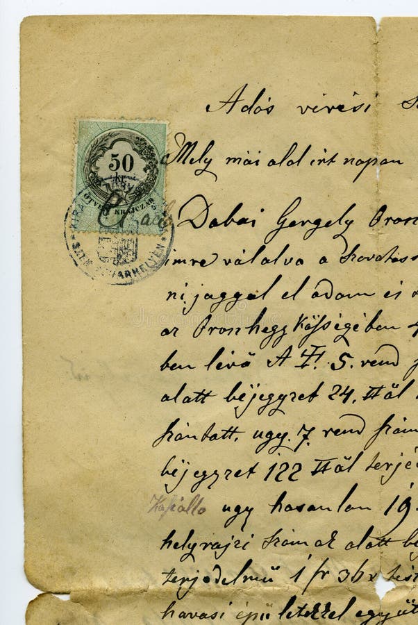 Old Letters with Script Writing Stock Image - Image of grungy, stained ...