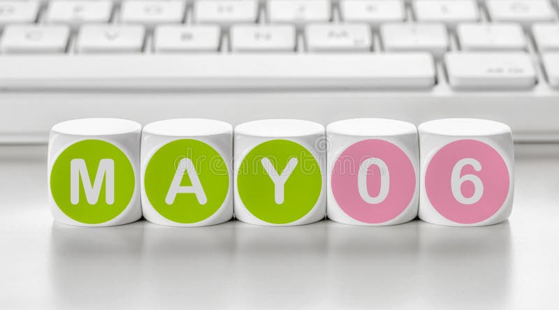 Letter Dice in Front of a Keyboard - May 06 Stock Photo - Image of ...