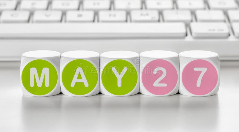 Letter Dice in Front of a Keyboard - May 27 Stock Photo - Image of ...
