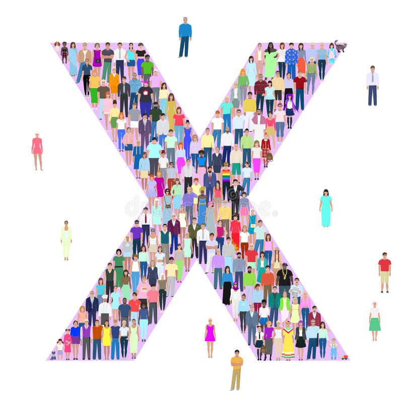Letter X, Different People, Vector Illustration Stock Vector ...