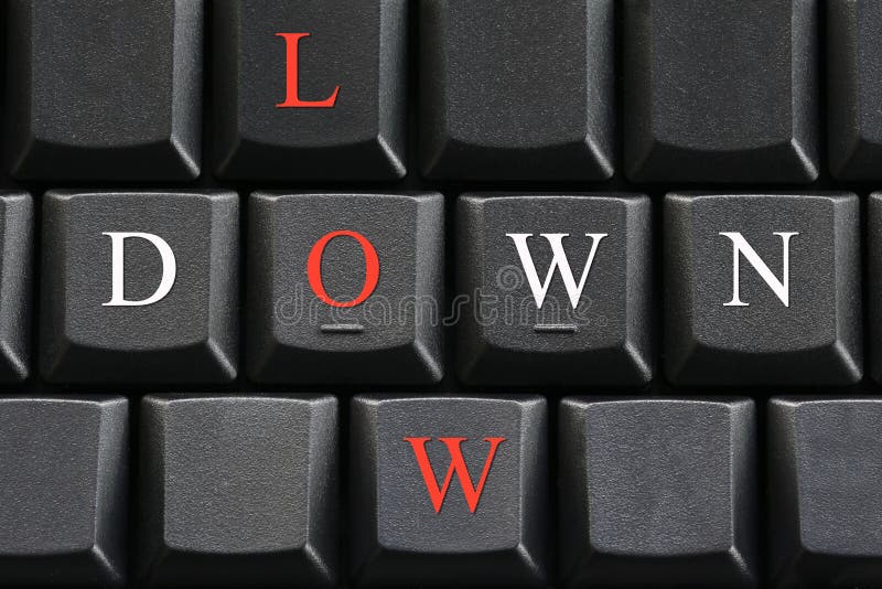 The Letter of Down and Low on Computer Keyboard Background. Stock Image ...