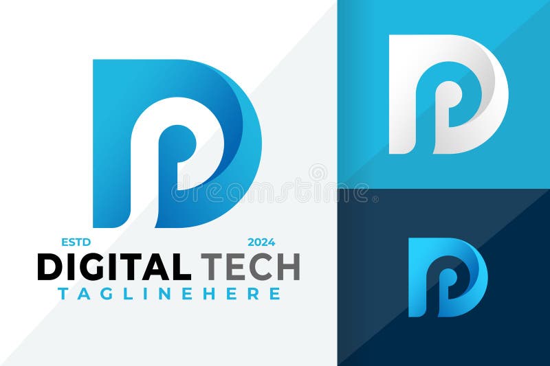 Letter Dp or Pd Tech Symbol Logo Icon Vector Design Illustration Stock ...