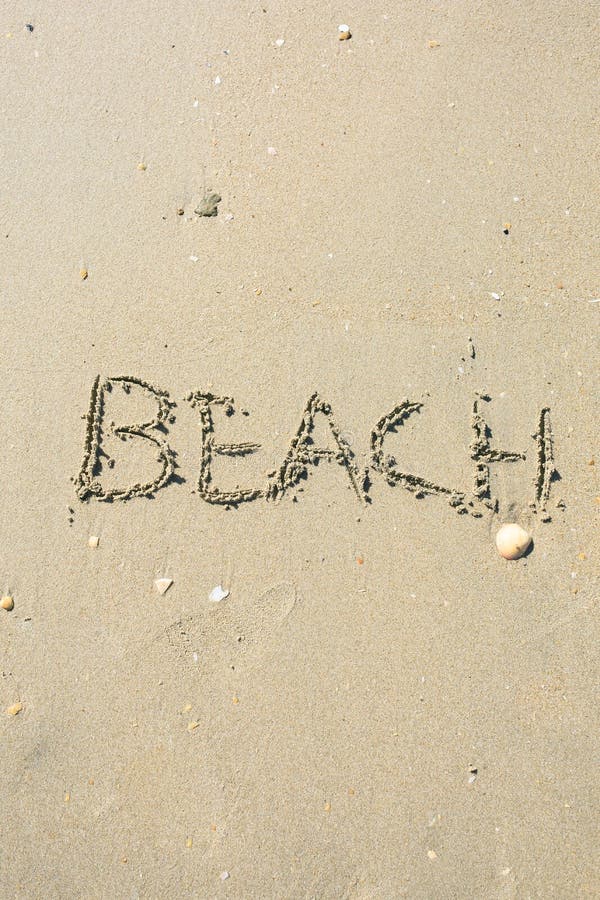 Letter Drawn on the Sand Beach Stock Photo - Image of handwriting, sand ...