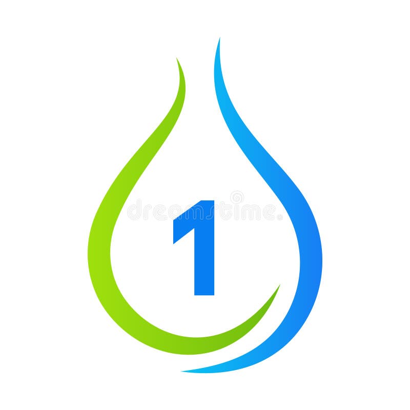 Letter 1 Drop Water Logo Design Vector Template. Minimal Water Logo ...