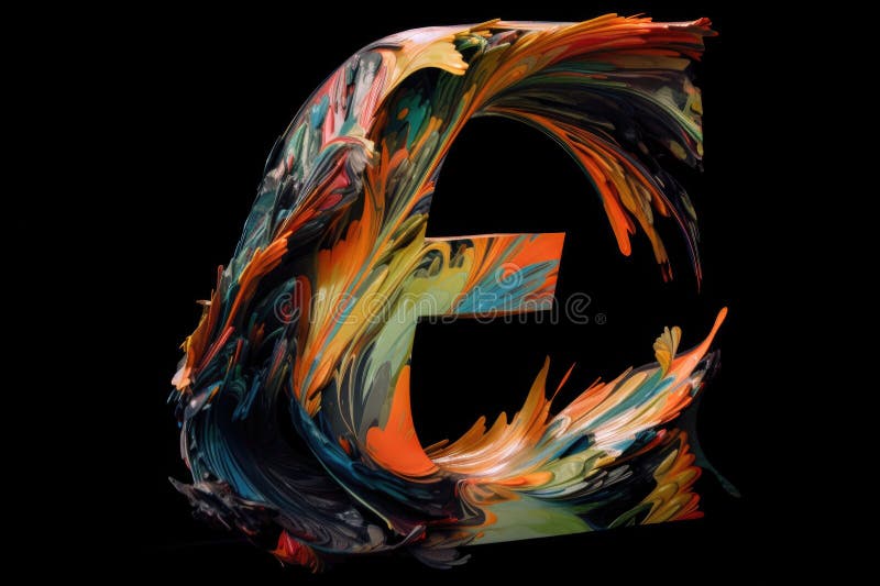 Letter E, Abstract Expressionism Style, on Black Background Stock ...