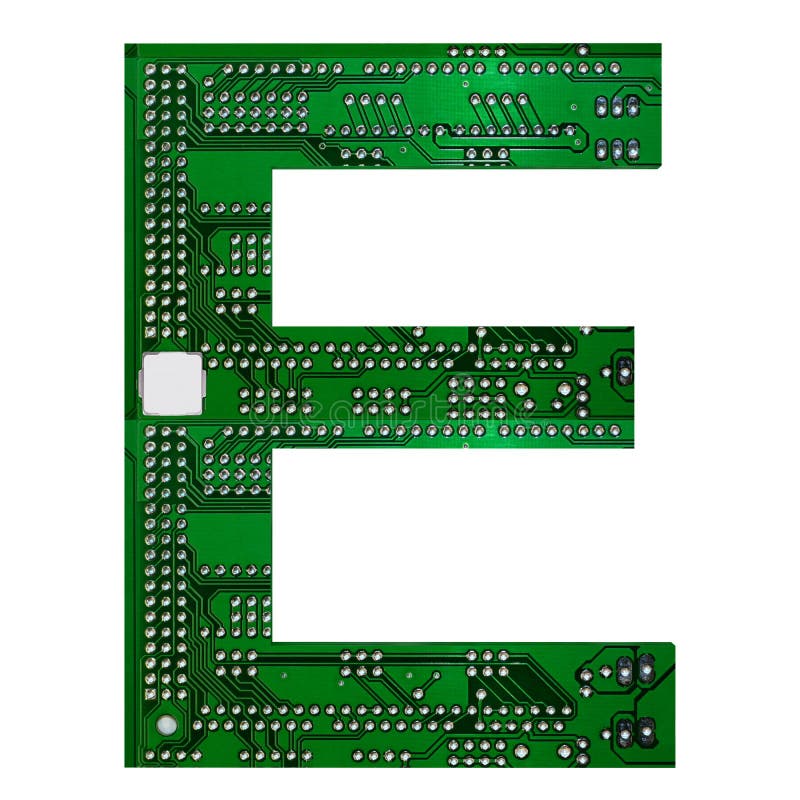 Letter E, Alphabet In Circuit Board Style. Digital Hi-tech Letter ...