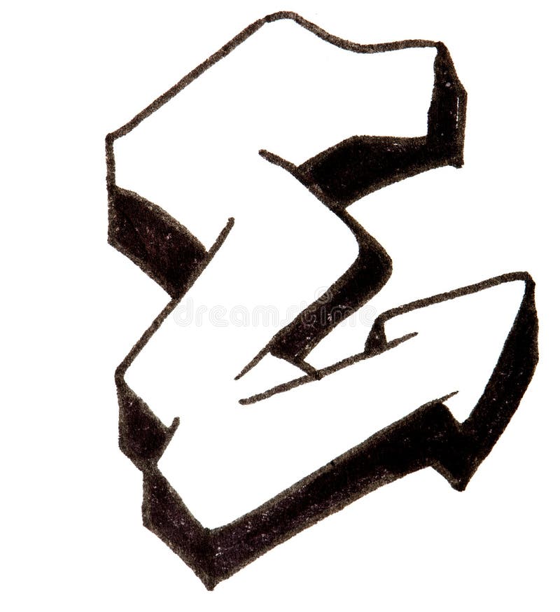 Letter E, Alphabet in Graffiti Style Stock Image - Image of black ...