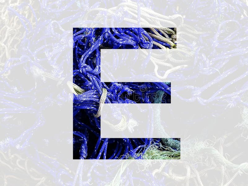 Letter E of the Alphabet Made with Blue and White Rope Stock Photo ...