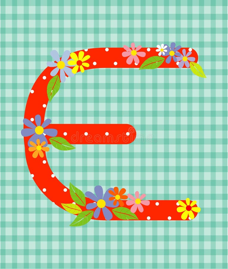 The Letter E Bright Floral Element of Colorful Alphabet in Stock Vector ...