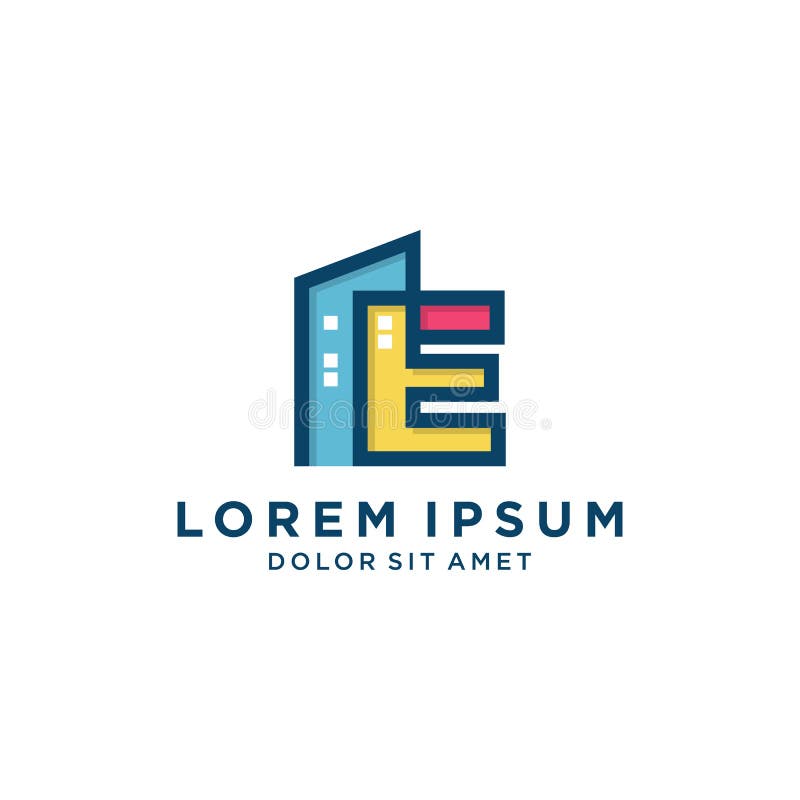 Letter E with Building for Construction Company Logo Stock Vector ...