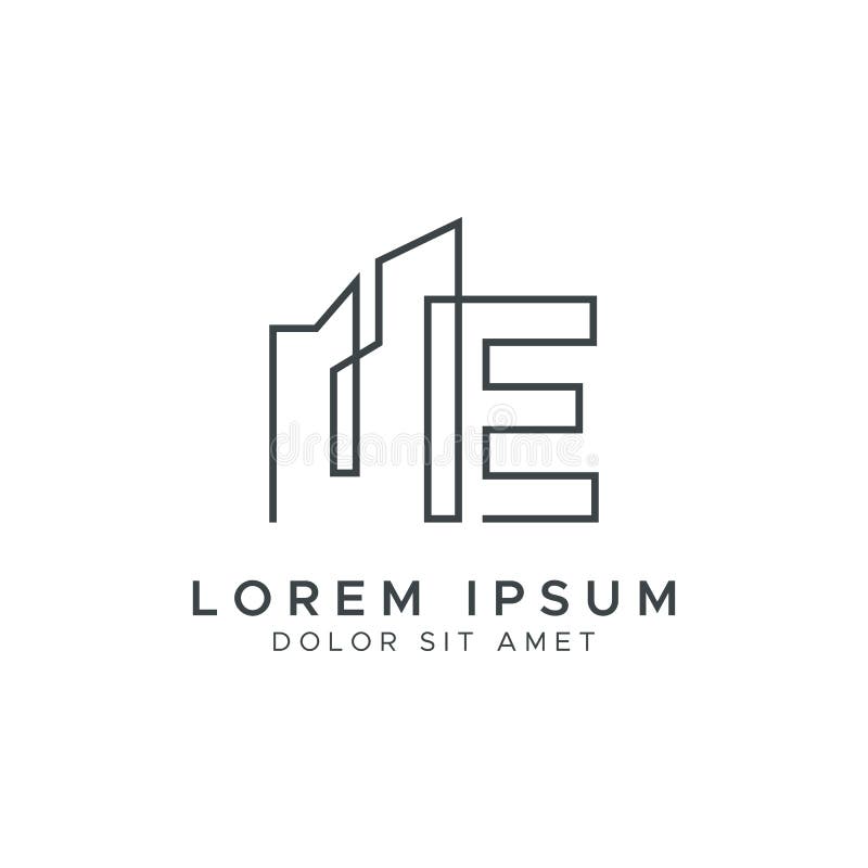 Letter E Building Line Logo Vector Design Template Stock Vector ...