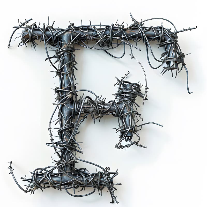 Twig Design with Barbed Wire in Electric Blue on White Background Stock ...