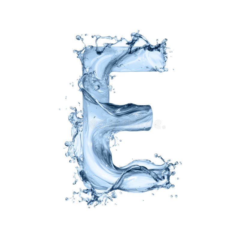 Letter E Created with Splashing Water Effect Stock Image - Illustration ...