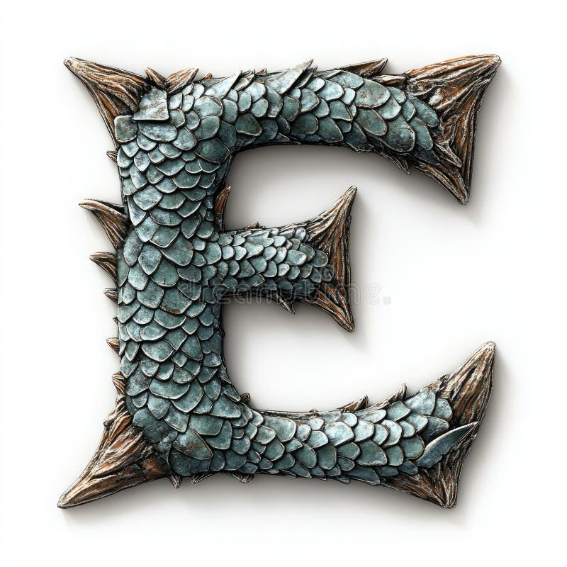 Artistic Representation of the Letter E Designed with a Dragon Scale ...