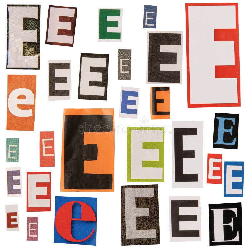 Letter E Cut Out from Newspapers Stock Photo - Image of collage ...