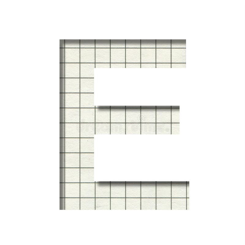 Letter E Cut Out of White Paper on the Background of a School Notebook ...