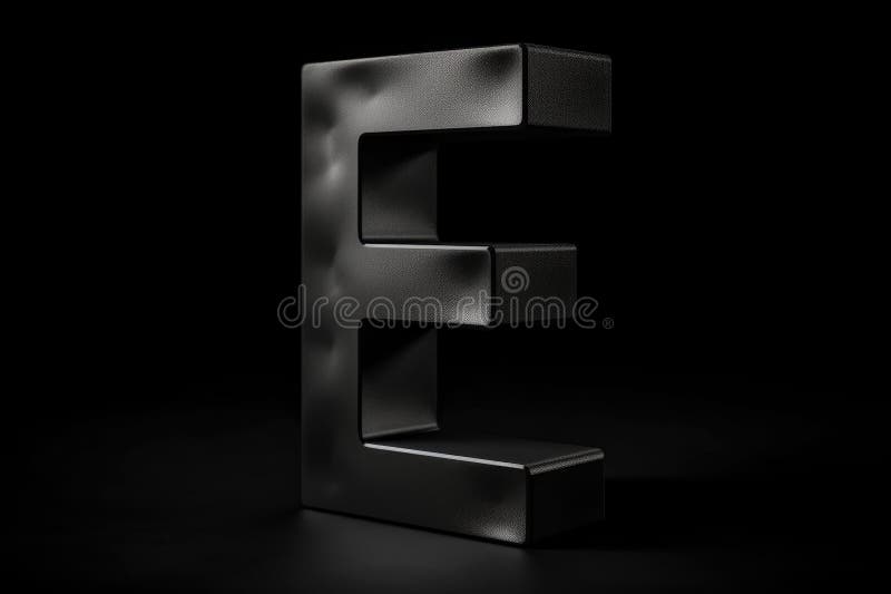 Letter E, 3d Block Letters Style, on Black Background Stock ...