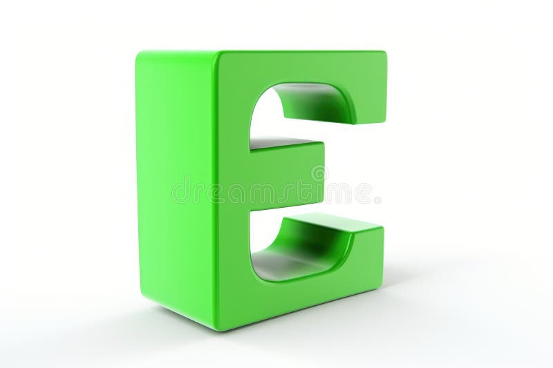 Letter E, 3d Block Letters Style, on White Background Stock ...