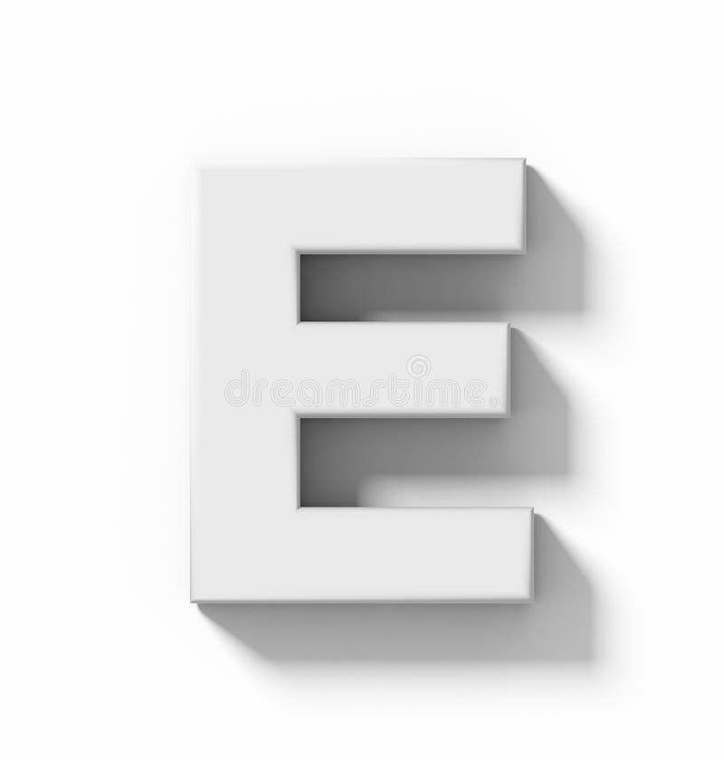 Letter E 3D White Isolated on White with Shadow - Orthogonal Pro Stock ...
