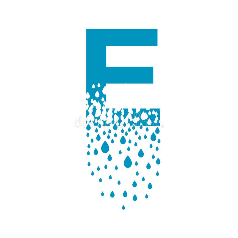 The Letter E Dissolves into Droplets. Drops of Liquid Fall Out As ...