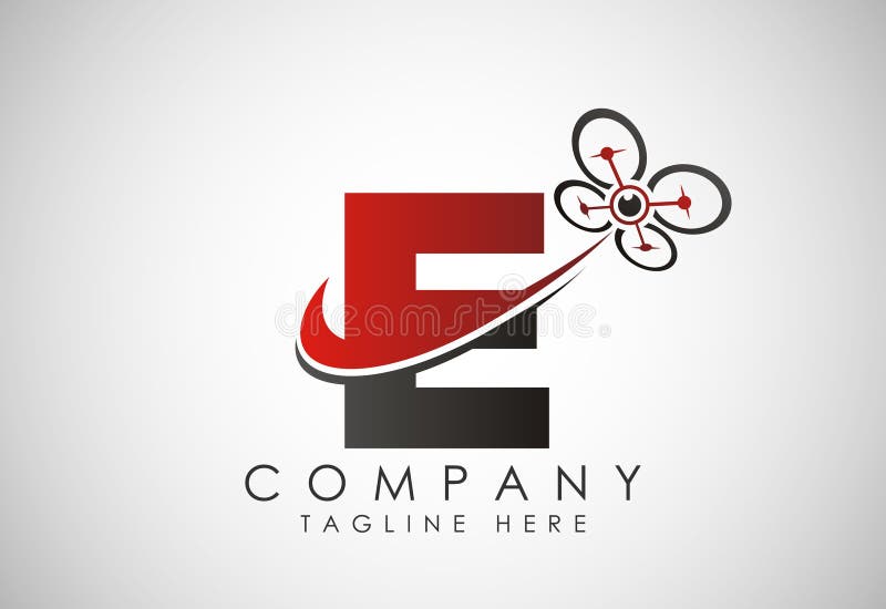 Letter E Drone Logo Design Vector Template. Drone Technology Logo Sign ...