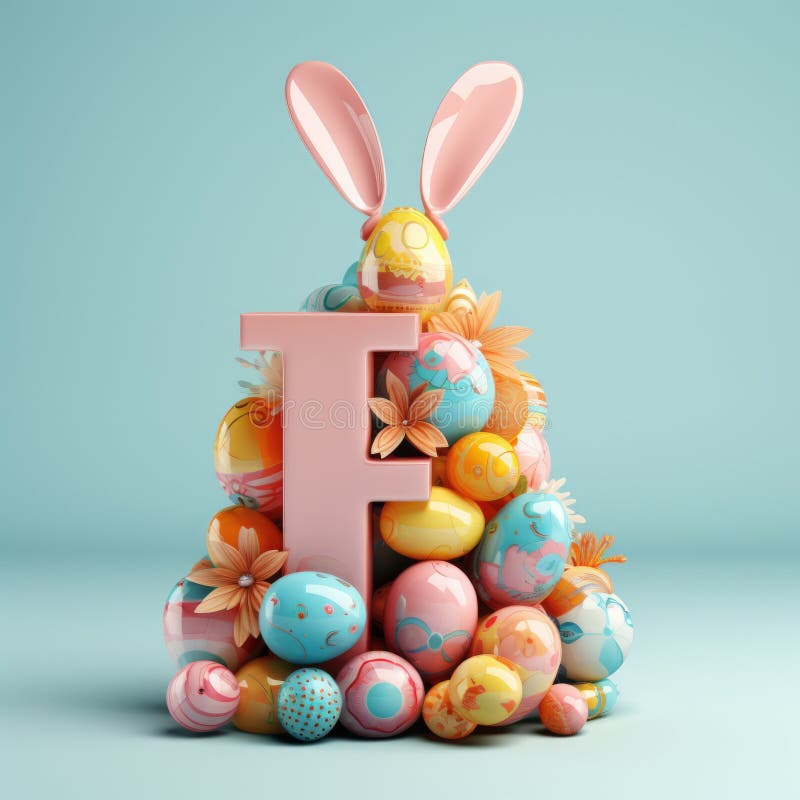 Letter E with Easter Decorations. Ai Generated Stock Illustration ...