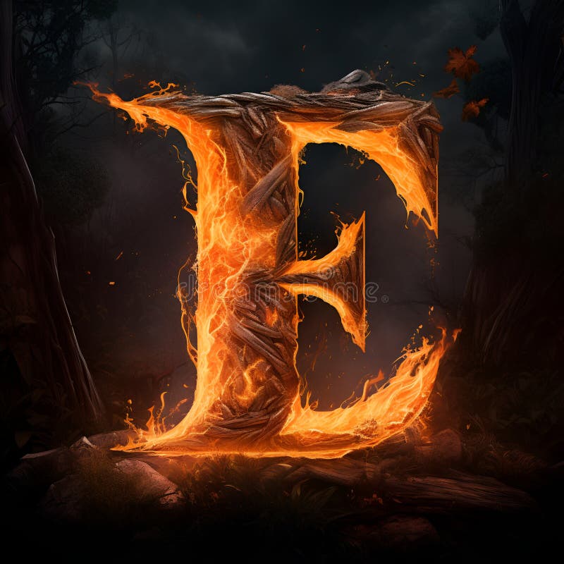 Letter E, Fire, Generative Ai Stock Illustration - Illustration of back ...