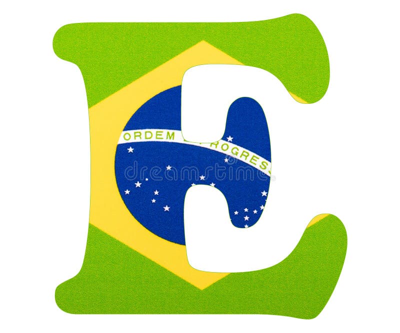 Letter E - Flag of Brazil. White Background Stock Illustration ...