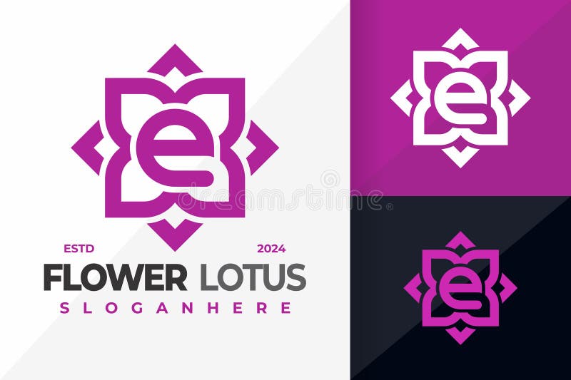 Letter E Floral Lotus Logo Design Vector Symbol Icon Illustration Stock ...