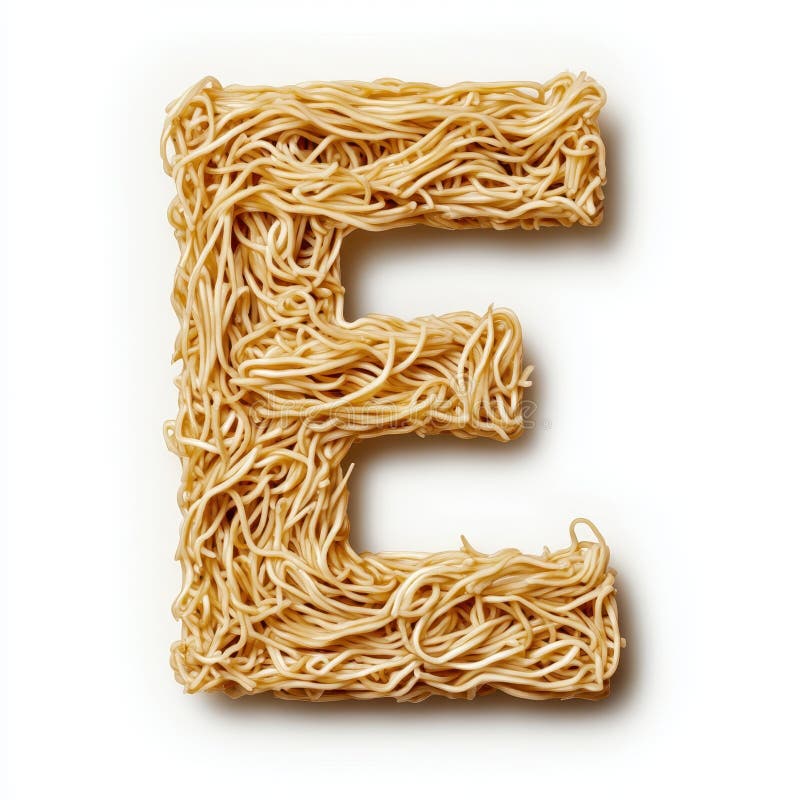 A Letter E Formed from Tangled Noodles, Showcasing a Creative Food ...