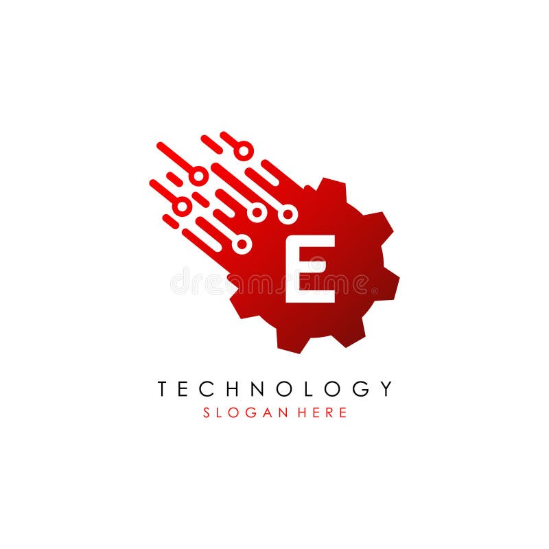 Letter E Techno Gear Logo Vector Stock Illustration - Illustration of ...