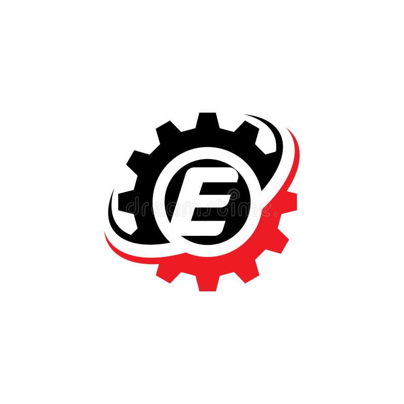 Letter E Gear Logo Design Template Stock Vector - Illustration of ...
