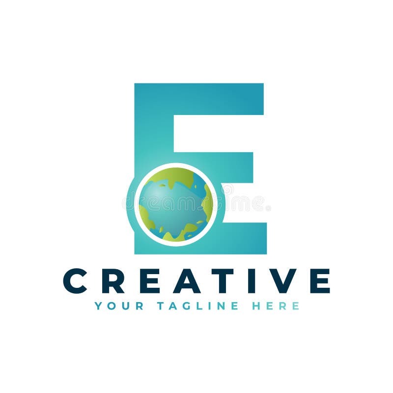 Letter E Global World Earth Logo Design Stock Vector - Illustration of ...