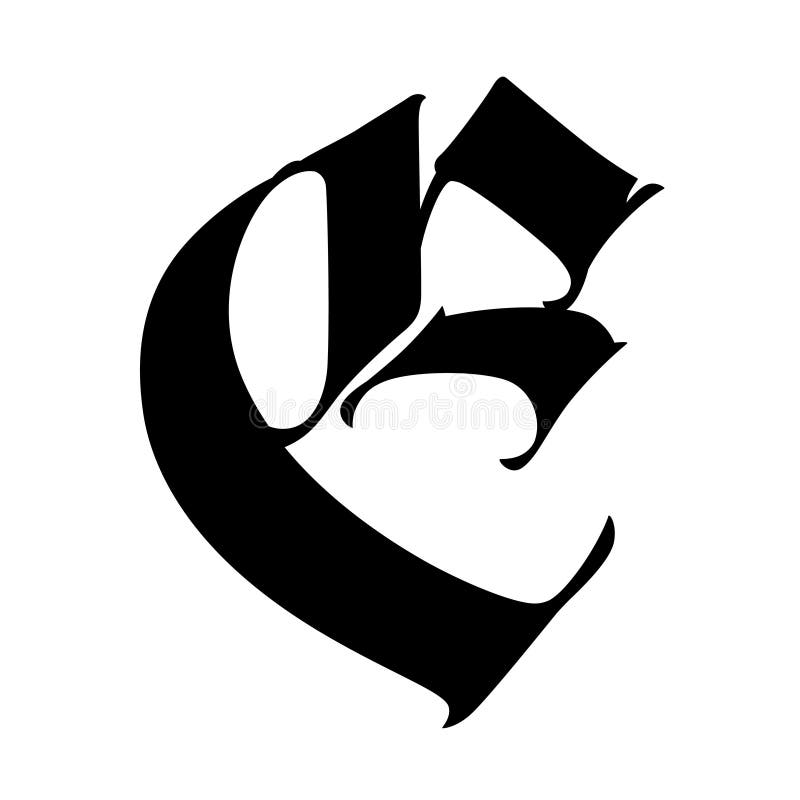 Letter E, in the Gothic Style. Vector. Alphabet. the Symbol is Isolated ...