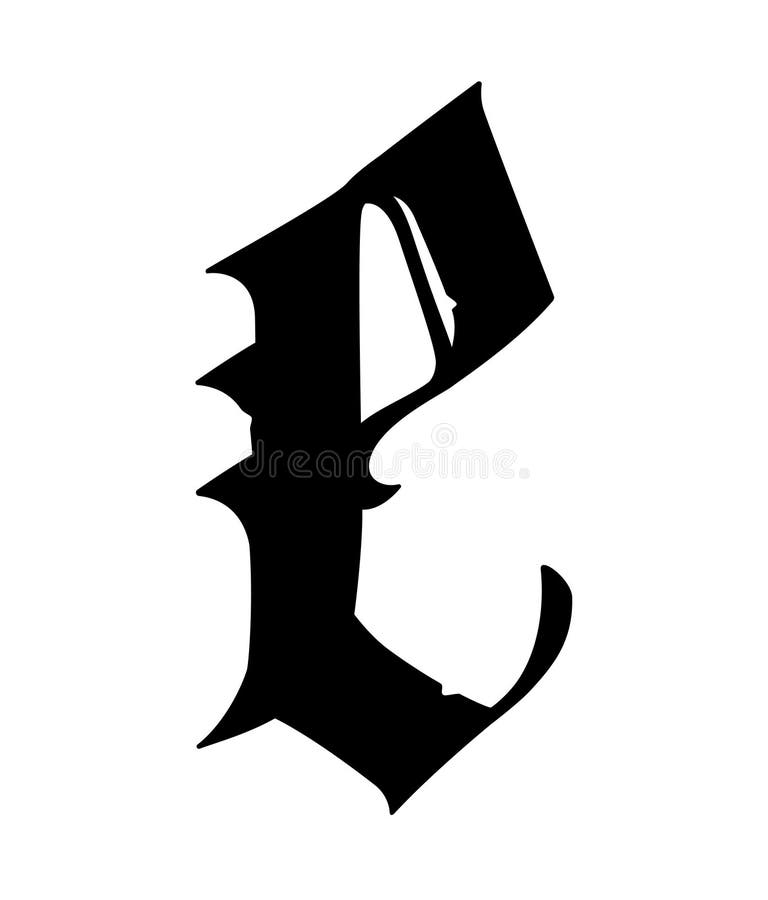 The Letter E in the Gothic Style. Vector. Old Alphabet. the Symbol is ...