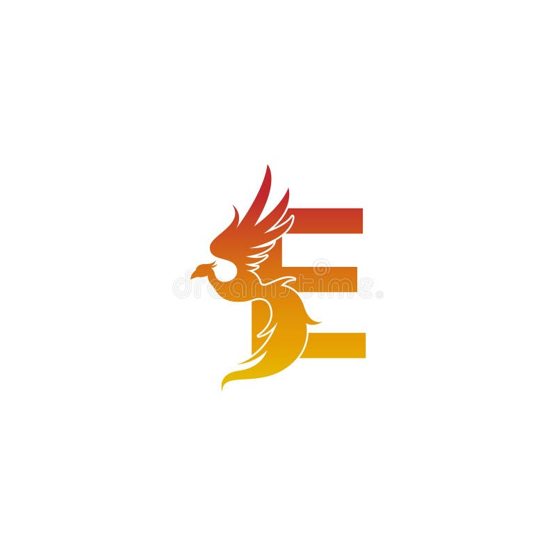 Letter E Icon with Phoenix Logo Design Template Stock Illustration ...