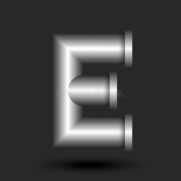 Letter E Industrial Style Logo 3d Metallic Construction Pipe Shape with ...
