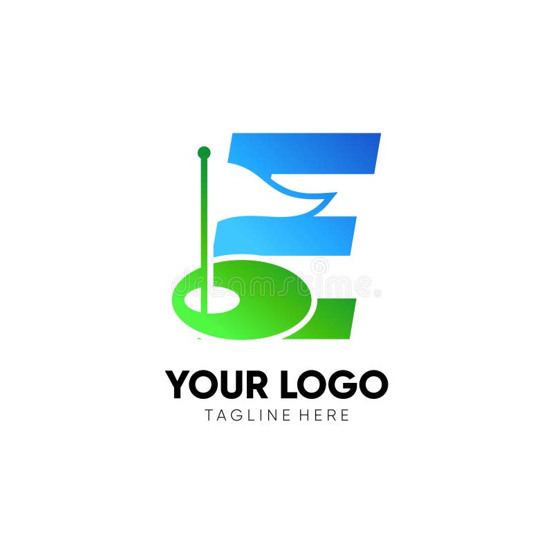 Letter E Initial Golf Flag Logo Design Vector Icon Graphic Emblem ...