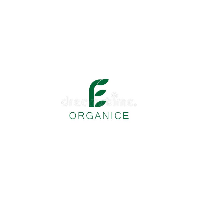 Letter E Initial Natural Vector Logo Template. Design with Leaf and ...