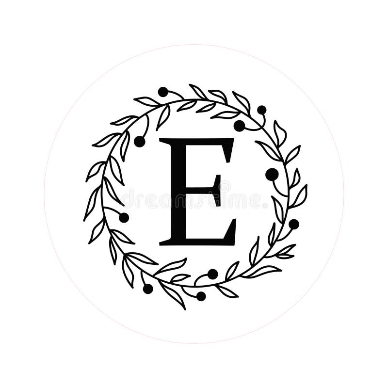 Letter "E" Initials with Round Floral Frames, Vector Monogram Logo ...
