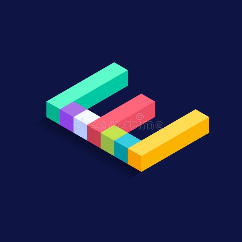 Letter E Isometric Colorful Cubes 3d Design, Three-dimensional Letter ...
