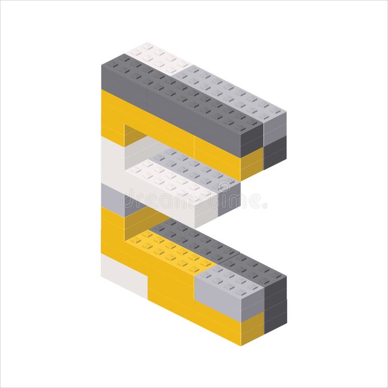 Letter E in Isometric View Assembled from Plastic Blocks. Vector Stock ...