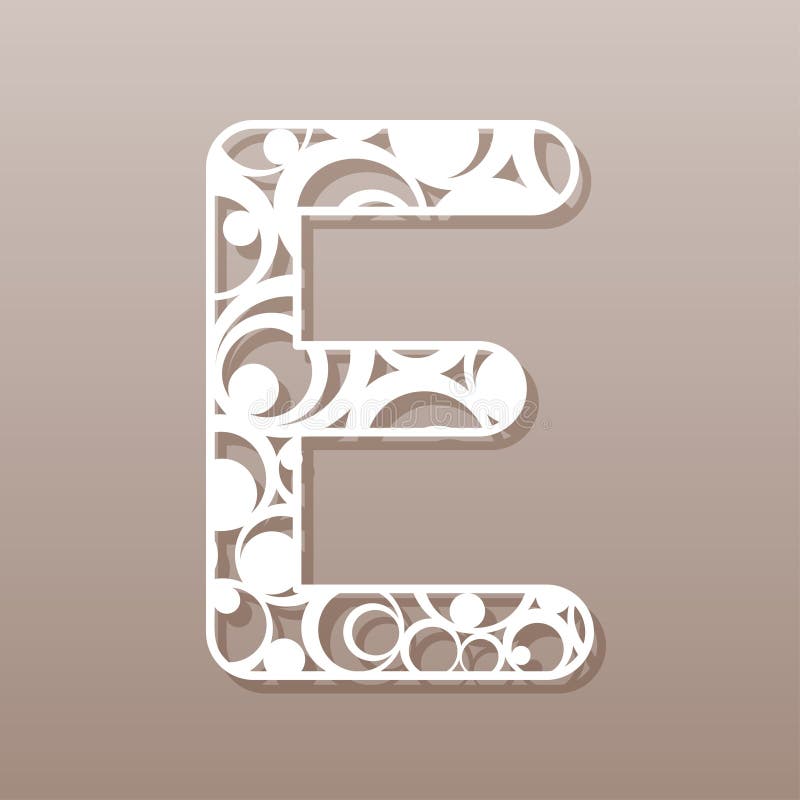 Letter E is for Laser Cutting. English Alphabet Stock Vector ...