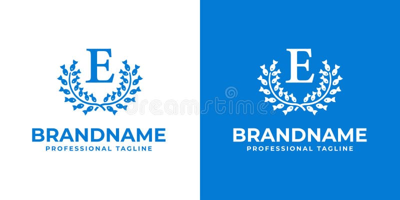 Letter E Laurel Fish Logo, Suitable for Business Related To Fish and ...