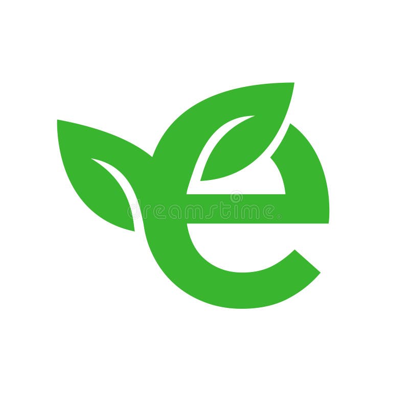 Letter e leaf black logo stock illustration. Illustration of ecology ...