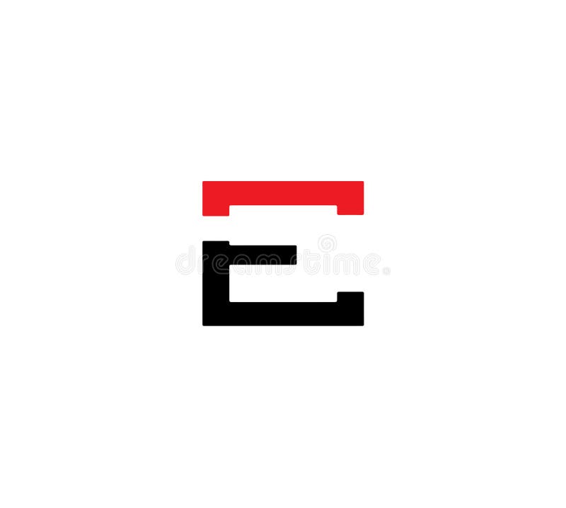 Letter E Logo Design with Black and Red Color Combination Stock ...