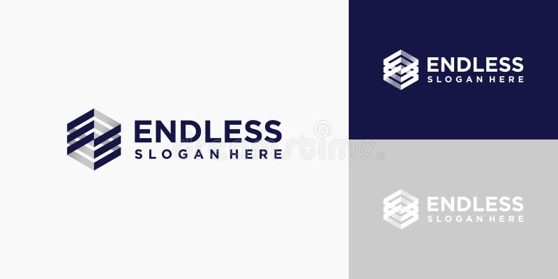 Letter E Logo Design in Infinity Cube. Stock Illustration ...