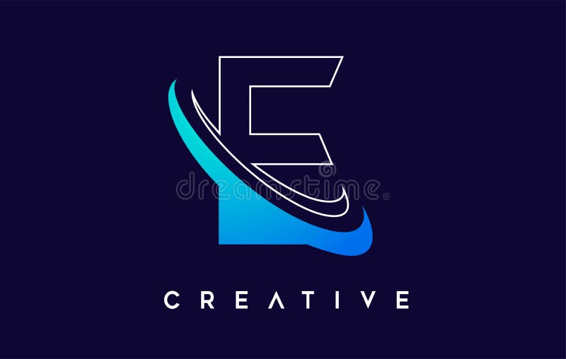 Letter E Logo. E Letter Design Vector with Blue Swash Vector Stock ...