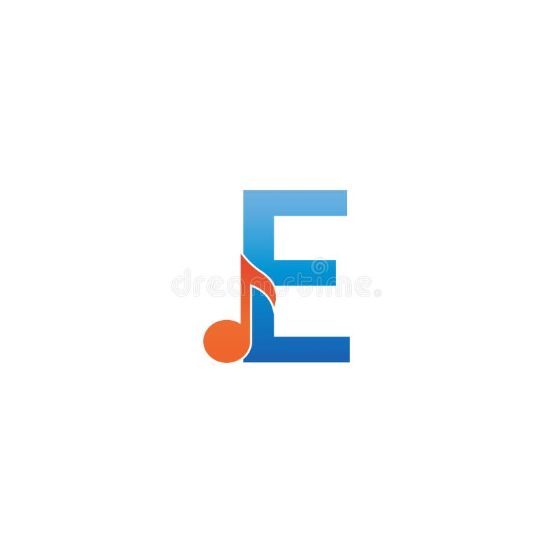 Letter E Logo Icon Combined with Note Musical Design Stock Vector ...